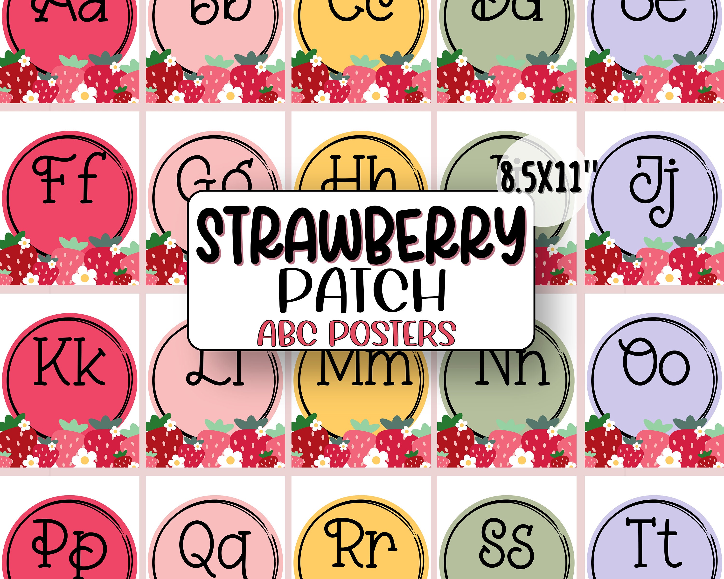 ABC Strawberry Classroom Decor Posters. Strawberry Printable Poster ...