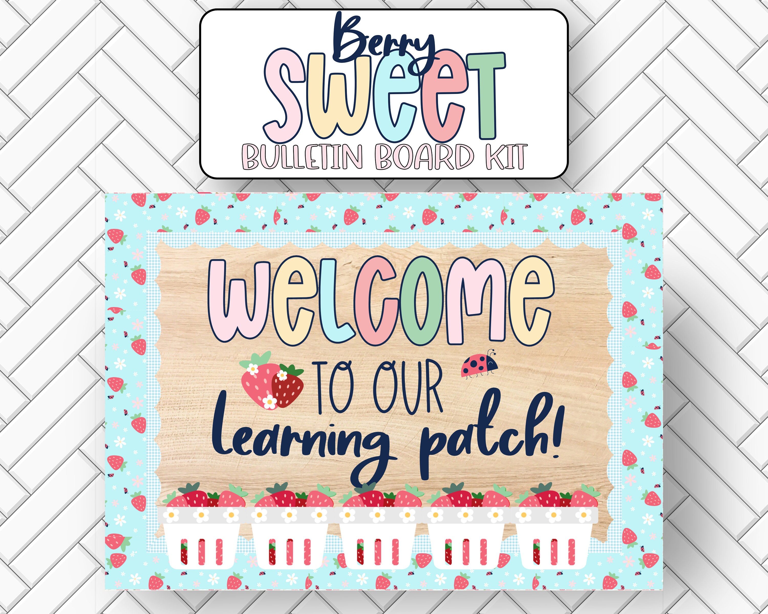 Pastel Strawberry Bulletin Board Kit Classroom Decor. Strawberry ...