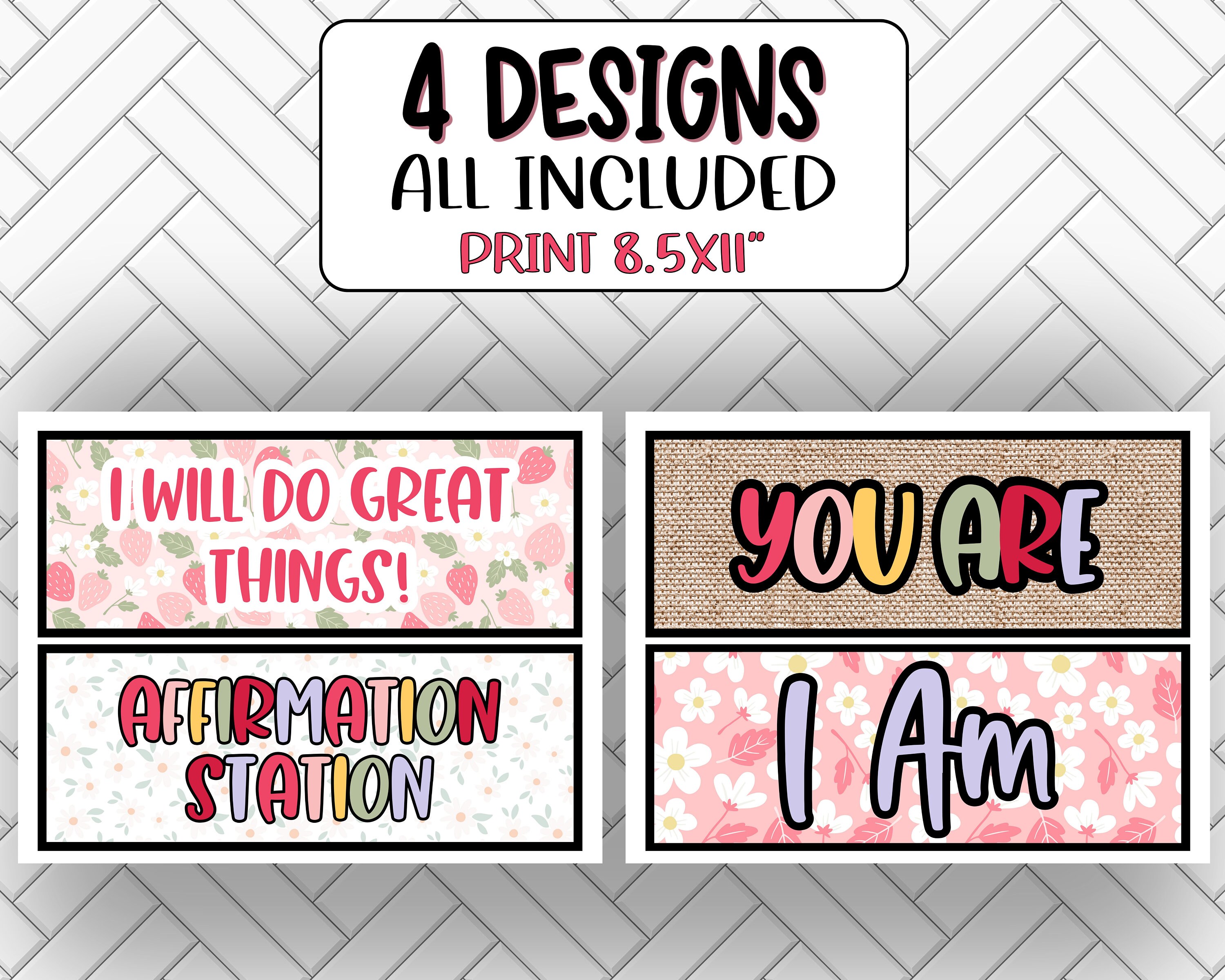 Affirmation Station Display Pastel Strawberry Classroom Decor ...
