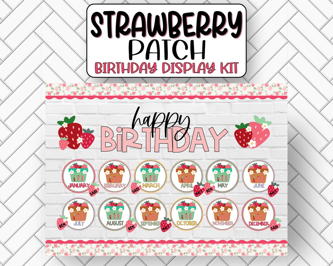 Strawberry Patch Birthday Kit Classroom Decor. Strawberry Printable ...
