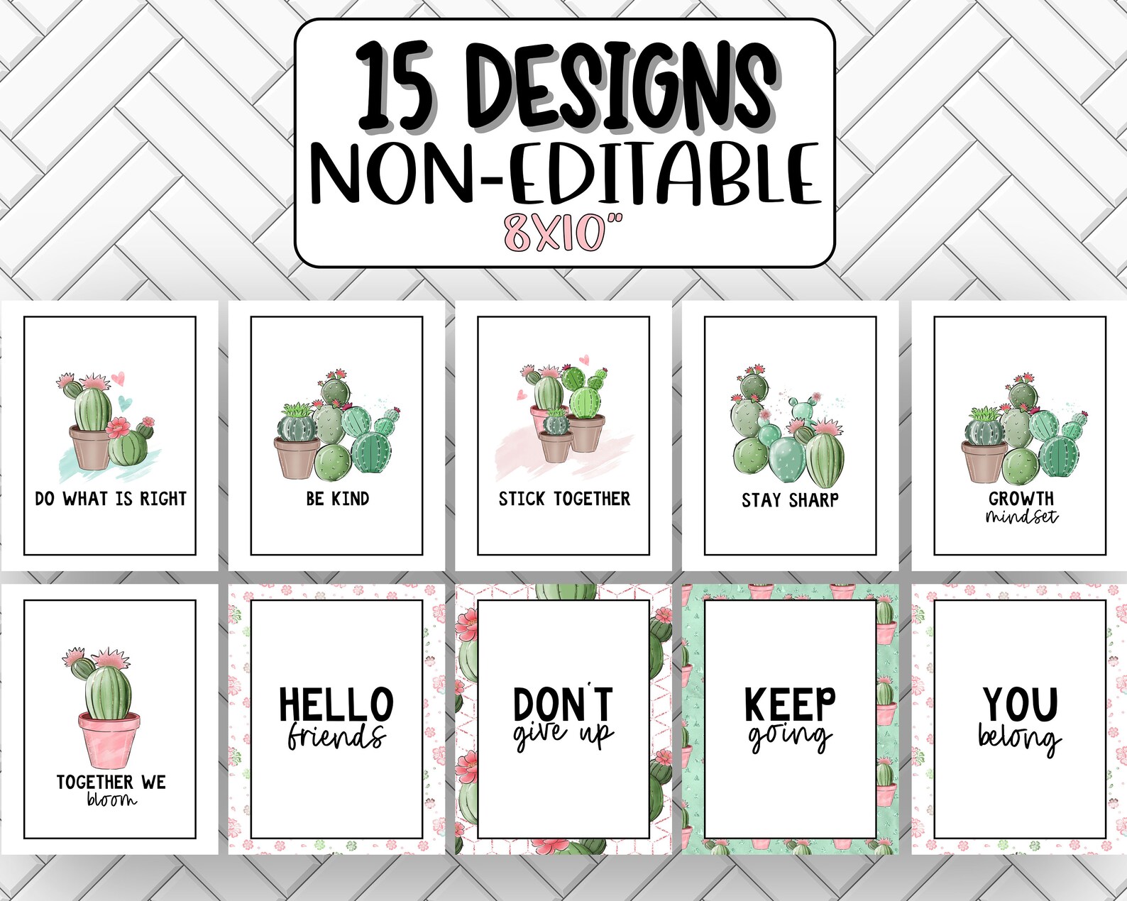 Succulent Classroom Decor. Pink Cactus Printable Poster. Succulent ...