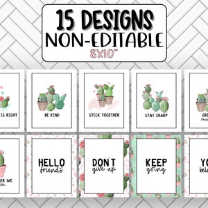Succulent Classroom Decor. Pink Cactus Printable Poster. Succulent ...