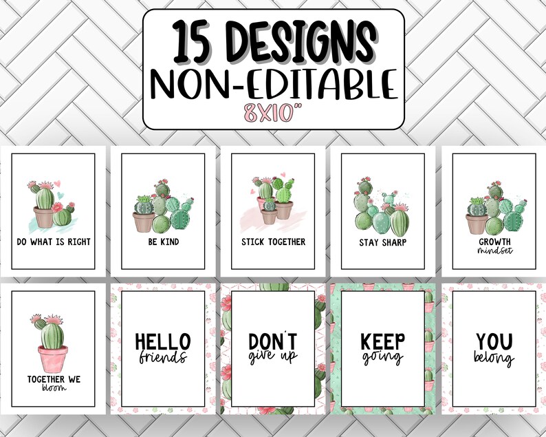 Succulent Classroom Decor. Pink Cactus Printable Poster. Succulent ...