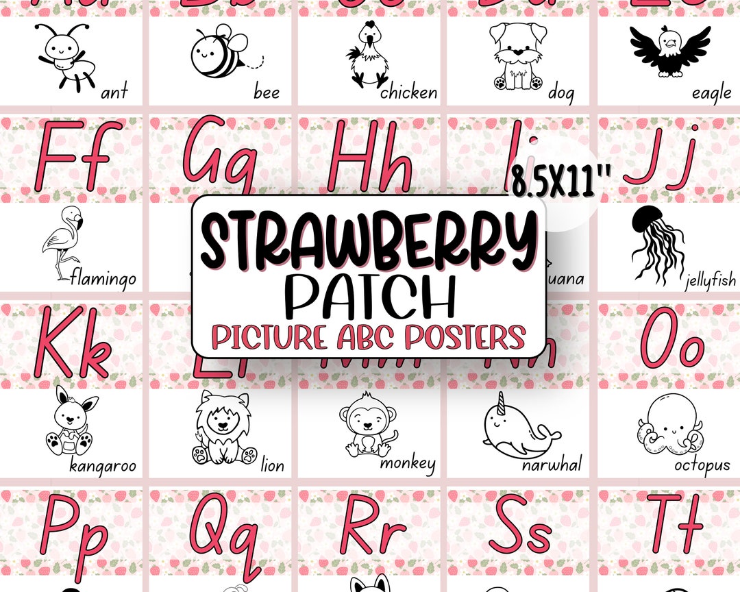 Picture ABC Strawberry Classroom Decor Posters. Strawberry Printable ...