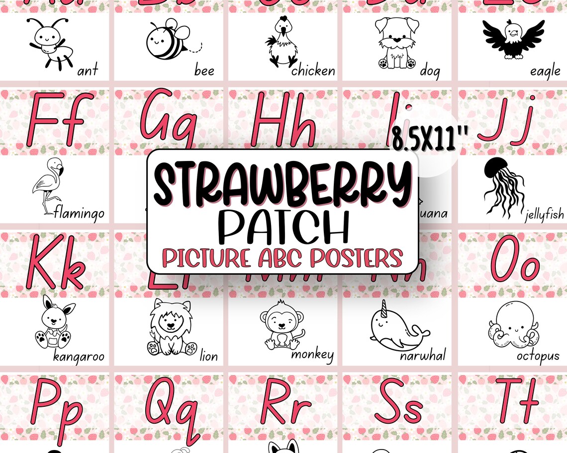 Picture ABC Strawberry Classroom Decor Posters. Strawberry Printable ...