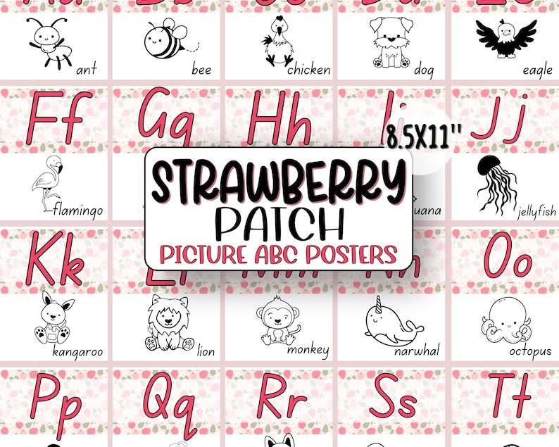 Picture ABC Strawberry Classroom Decor Posters. Strawberry Printable ...
