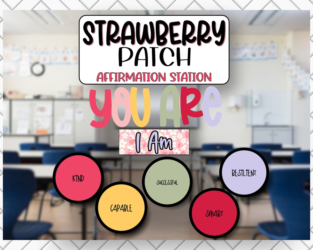 Affirmation Station Display Pastel Strawberry Classroom Decor ...