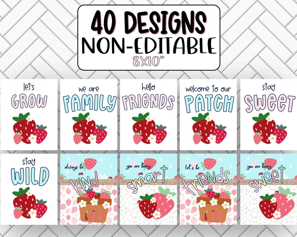 Pastel Strawberry Classroom Decor. Strawberry Printable Poster ...