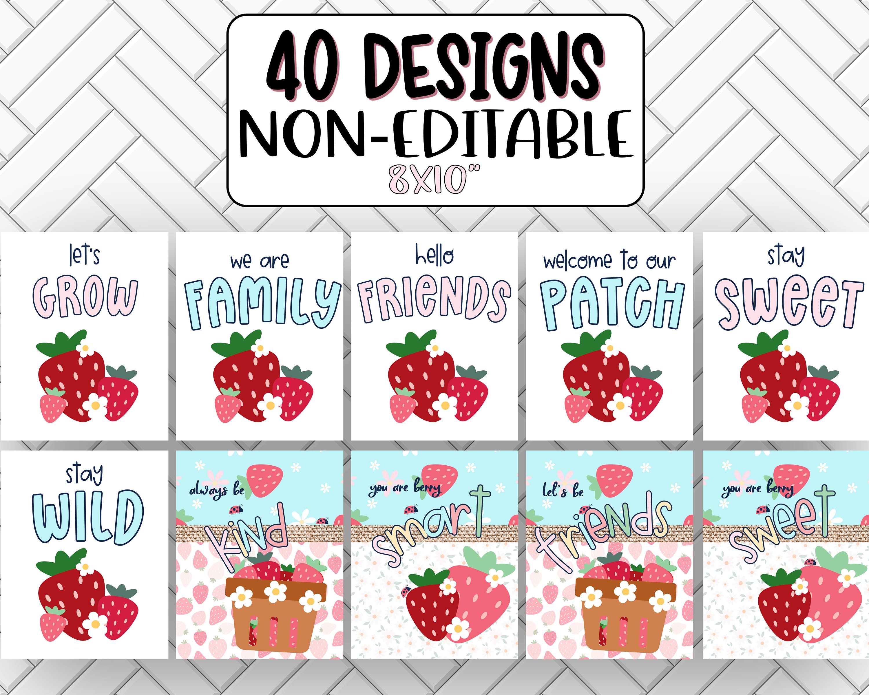 Pastel Strawberry Classroom Decor. Strawberry Printable Poster ...