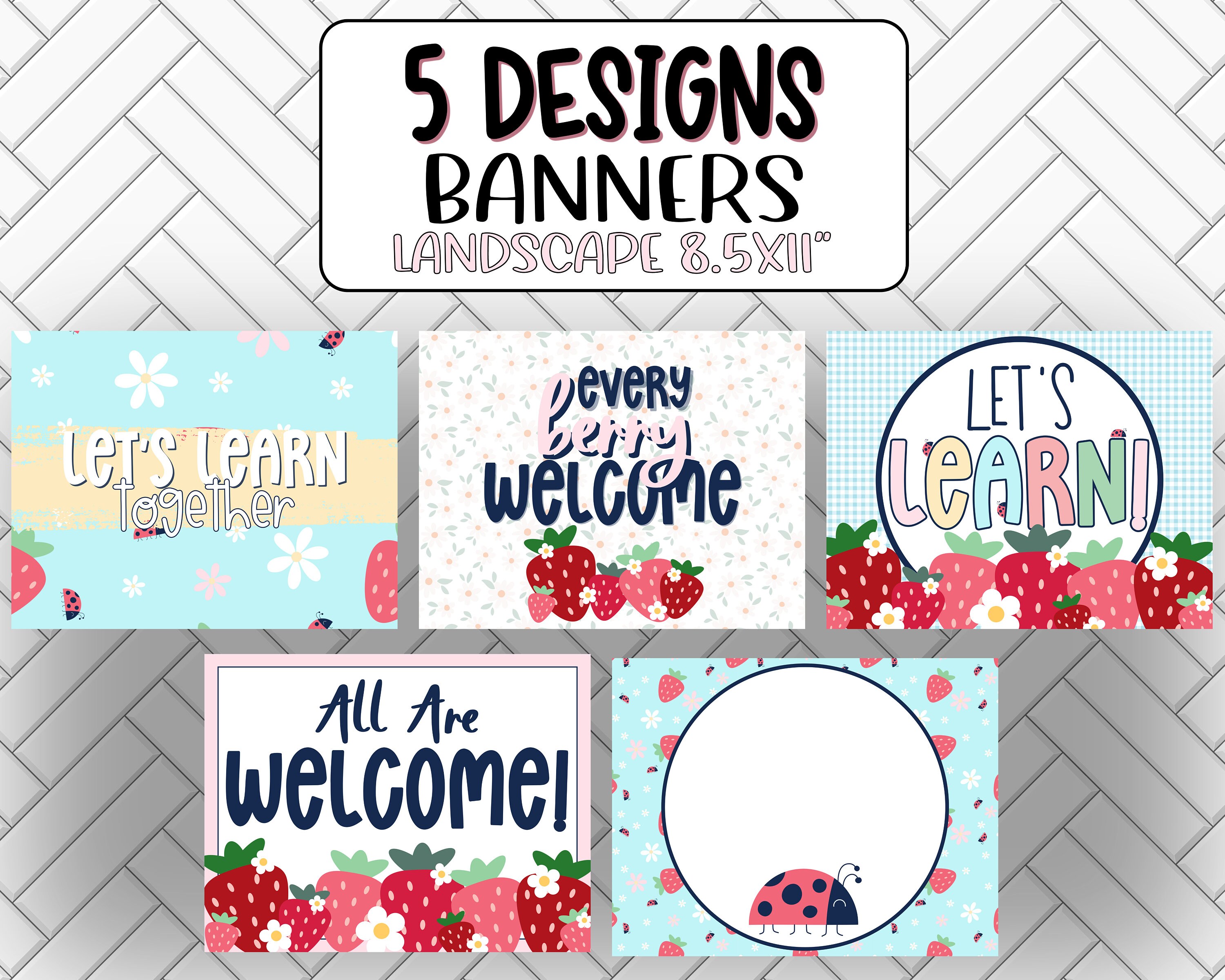 Pastel Strawberry Welcome Door Display Classroom Decor. Strawberry ...