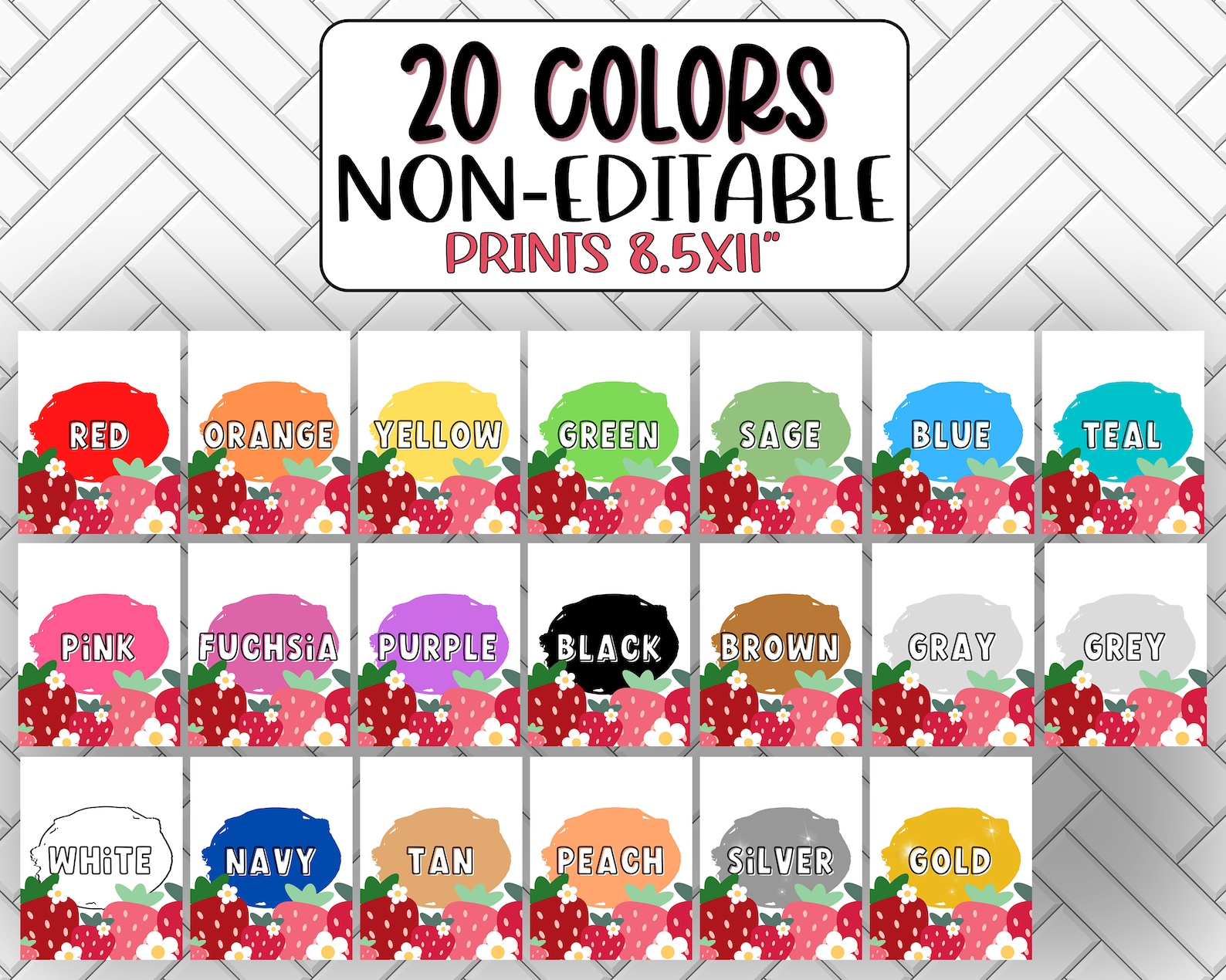 Color Strawberry Classroom Decor Posters. Strawberry Printable Poster ...