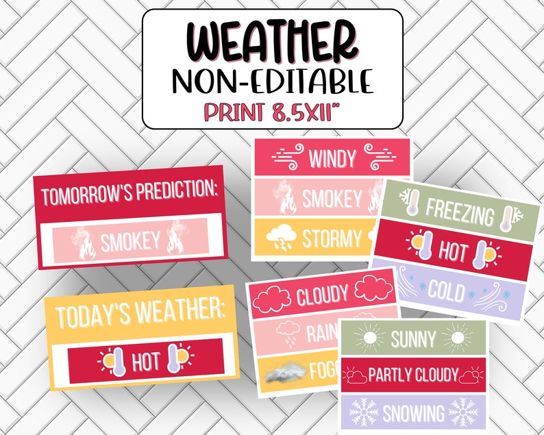 Calendar and Weather Display Pastel Strawberry Classroom Decor ...