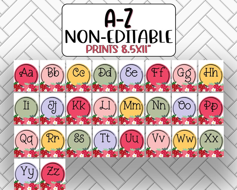 ABC Strawberry Classroom Decor Posters. Strawberry Printable Poster ...