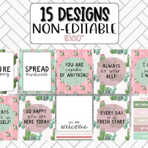 Succulent Classroom Decor. Pink Cactus Printable Poster. Succulent ...