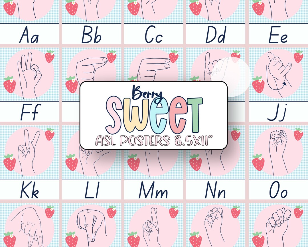 ASL Alphabet Pastel Strawberry Classroom Decor Posters. Strawberry ...