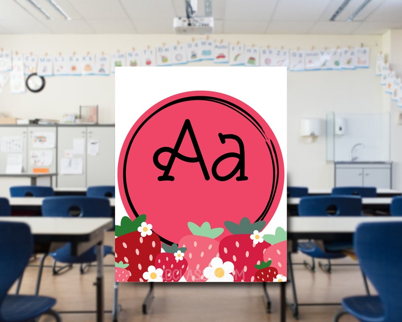 ABC Strawberry Classroom Decor Posters. Strawberry Printable Poster ...