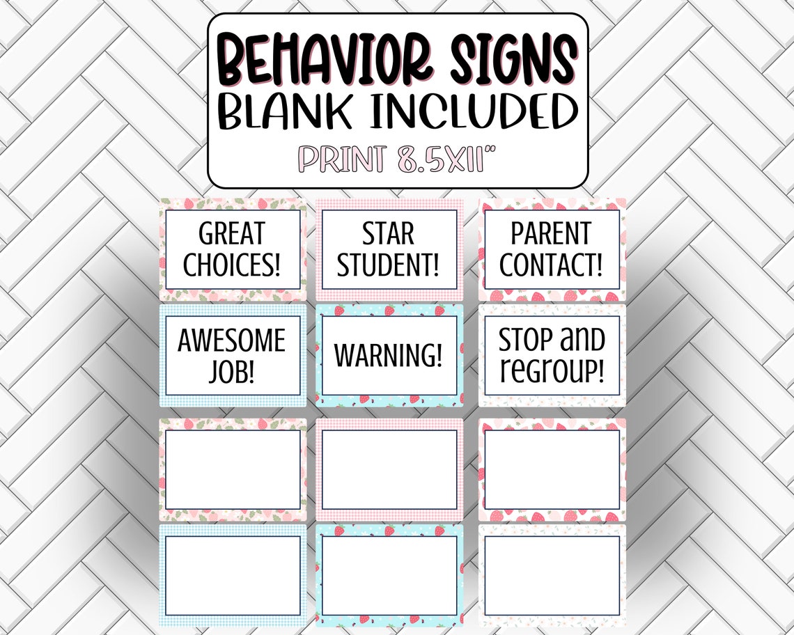 Behavior Chart Display Pastel Strawberry Classroom Decor. Strawberry ...