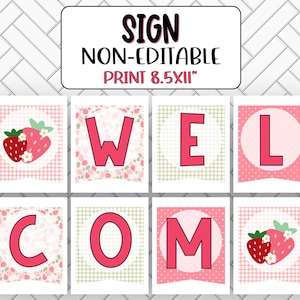 Strawberry Welcome Banner Classroom Decor. Strawberry Printable Welcome ...
