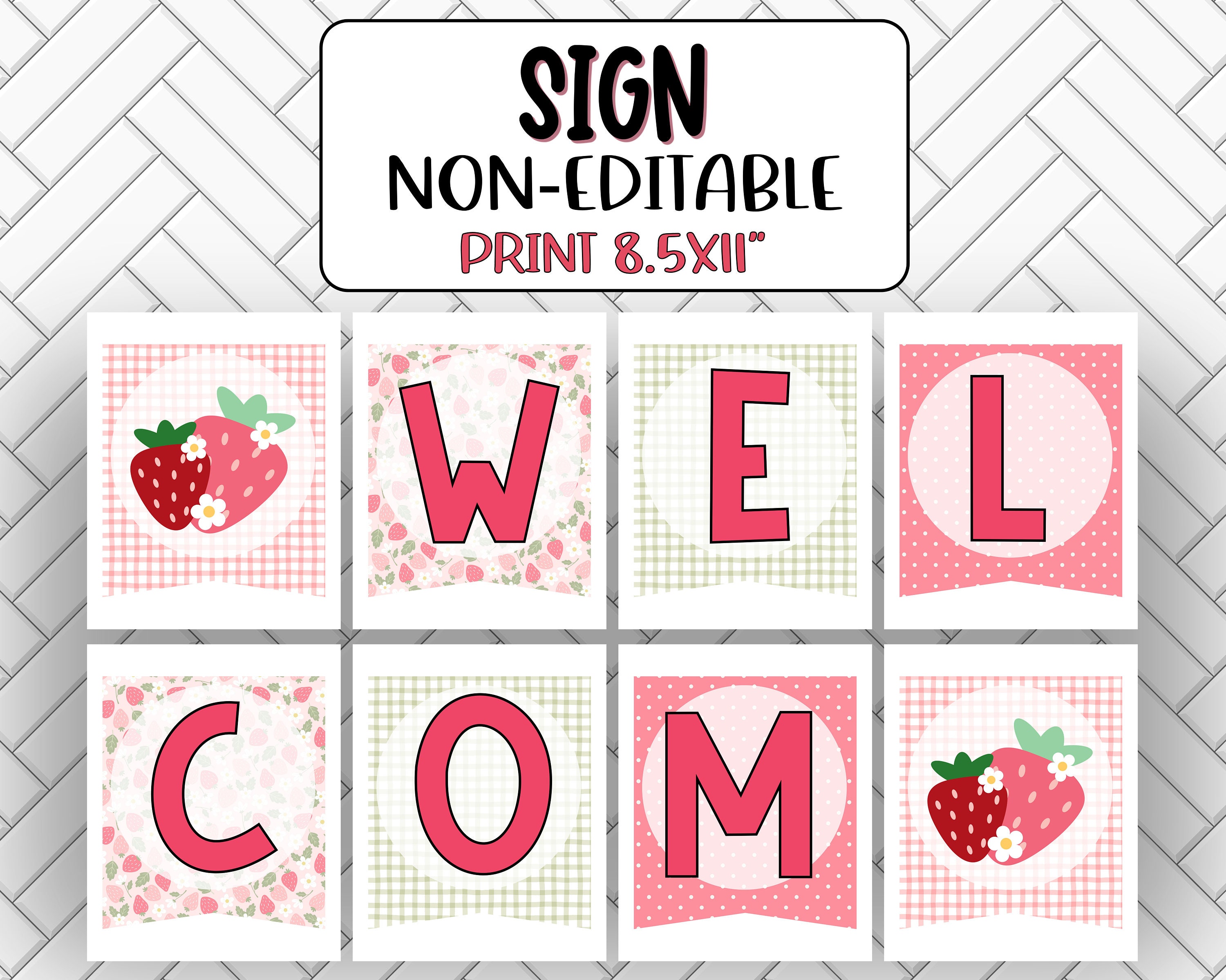 Strawberry Welcome Banner Classroom Decor. Strawberry Printable Welcome ...
