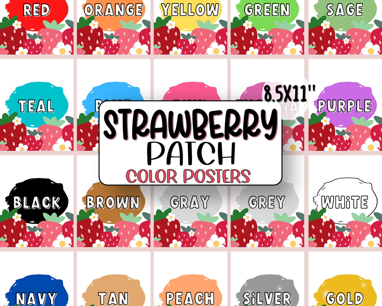 Color Strawberry Classroom Decor Posters. Strawberry Printable Poster ...