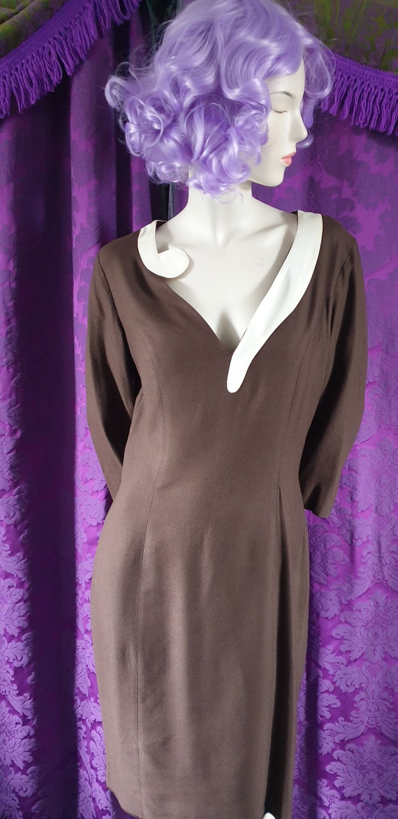 RARE MOSCHINO Couture 1989 Question Mark Dress in Bro… - Gem