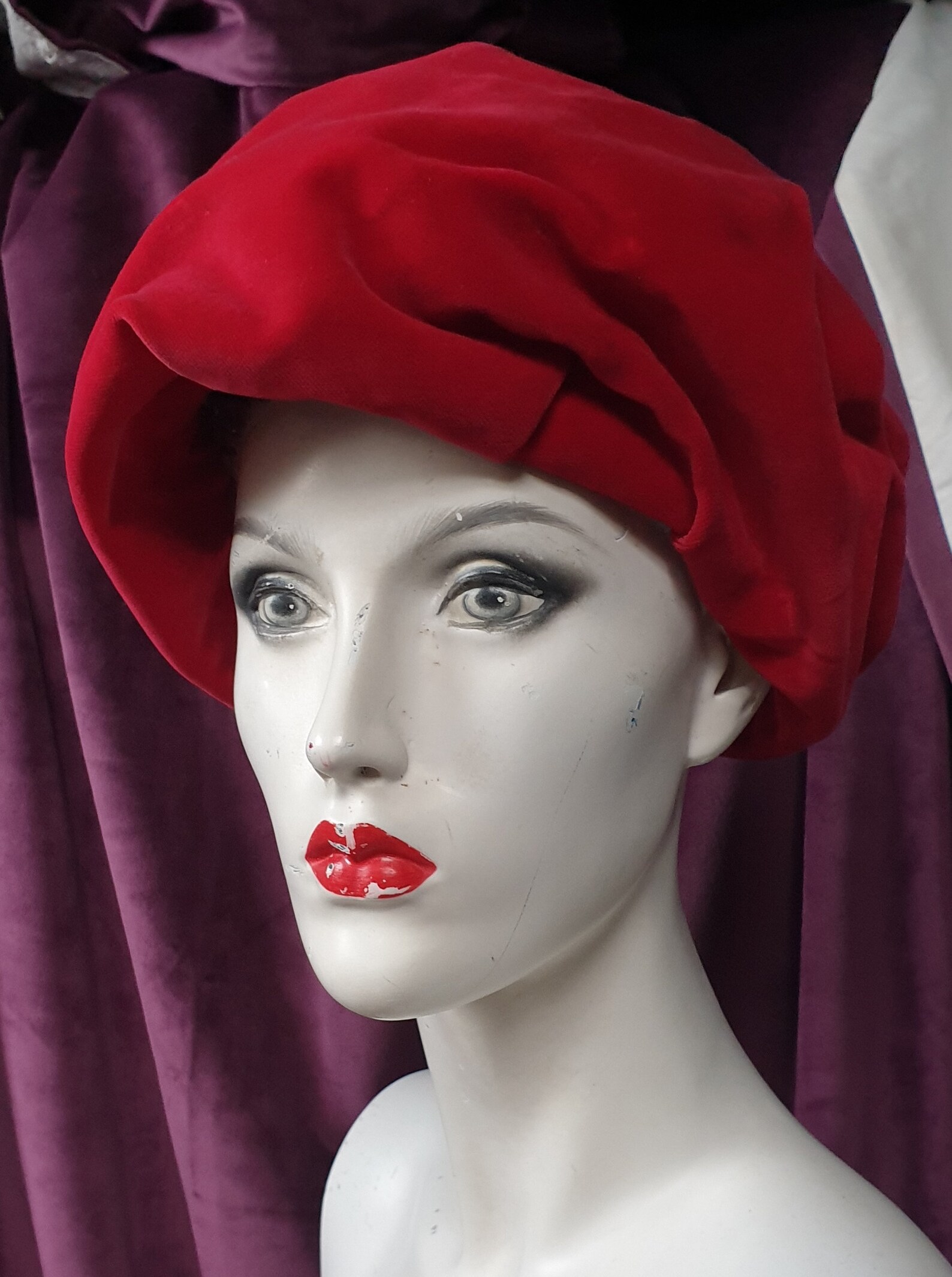 Vintage Red Velvet 1960s Turban Style Hat - Etsy