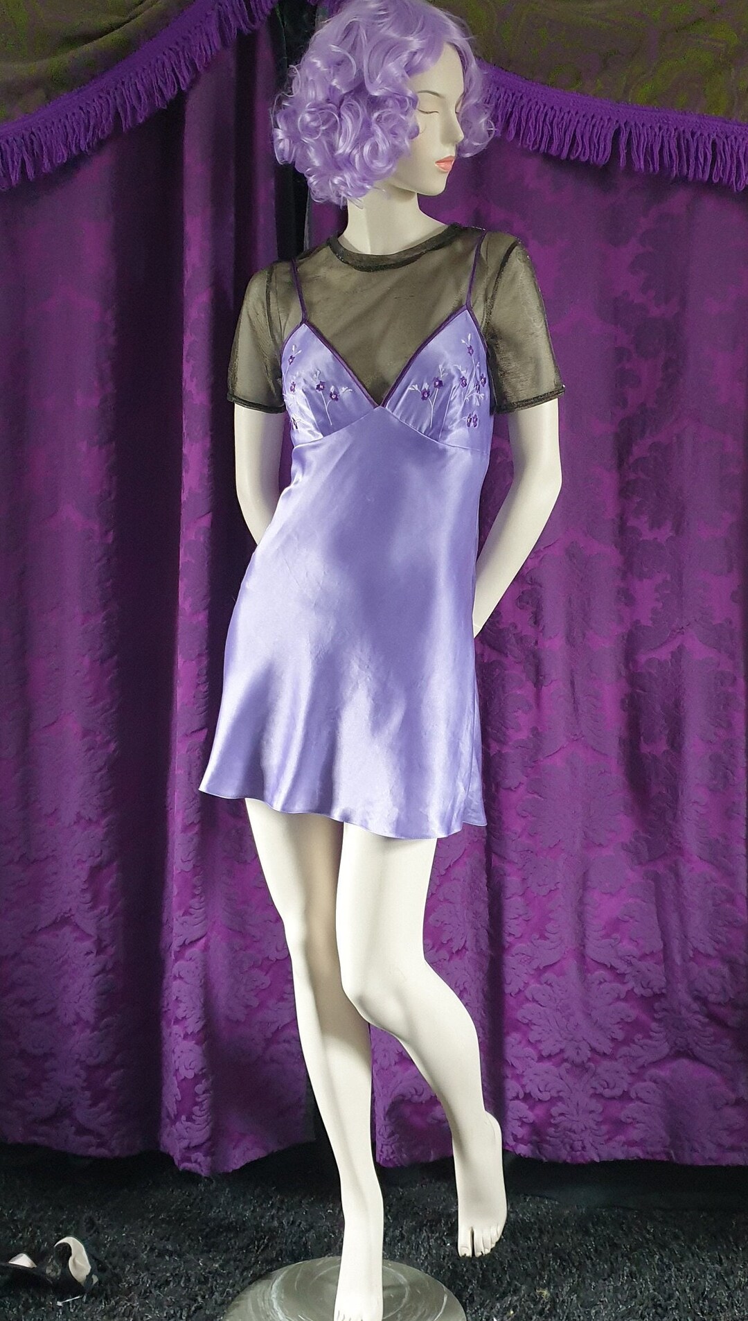 Lavender Satin 90s Mini Slip Dress - Etsy
