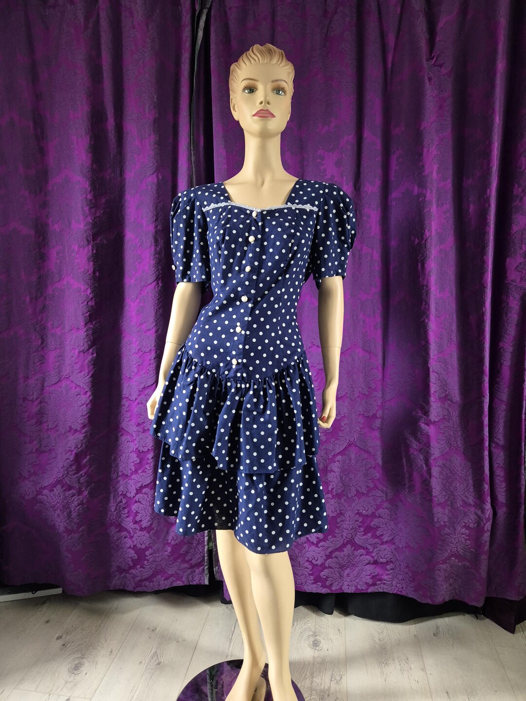 Vintage 1990s Navy Spotted Ra-ra Nautical Dress - Etsy