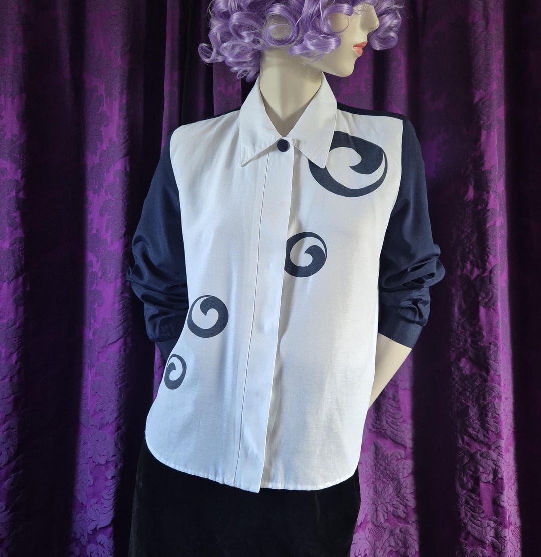 Apostrophe Typographic Print 90s Colourblock Blouse by Yessica - Etsy