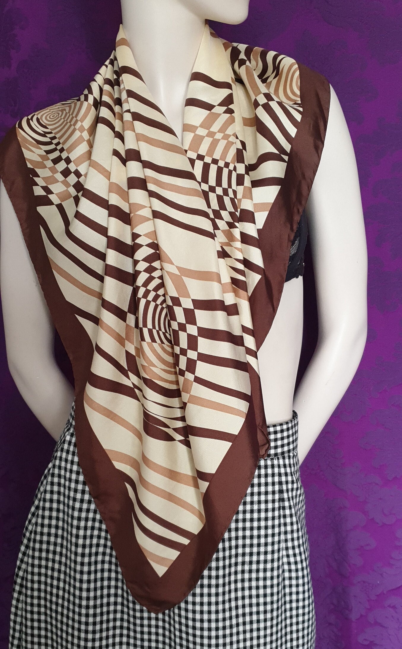 Silk Op Art Elegant Raver 90s Scarf - Etsy