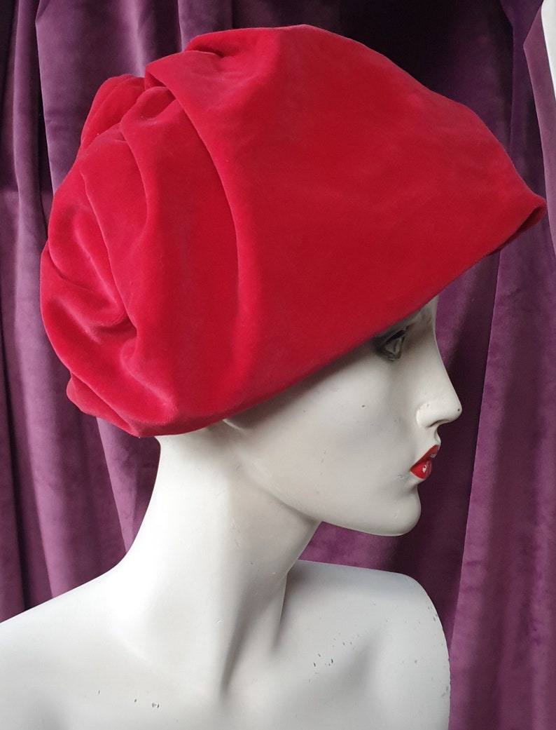 Vintage Red Velvet 1960s Turban Style Hat - Etsy