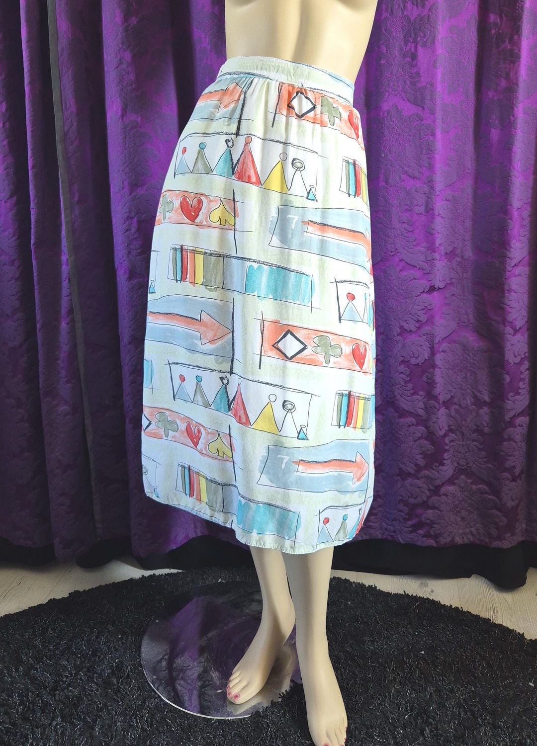 Quirky Illustrated Playing Cards & Circus Theme Skirt - Etsy
