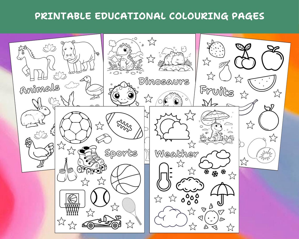 Printable Colouring Pages, Instant Download, Educational Colouring ...