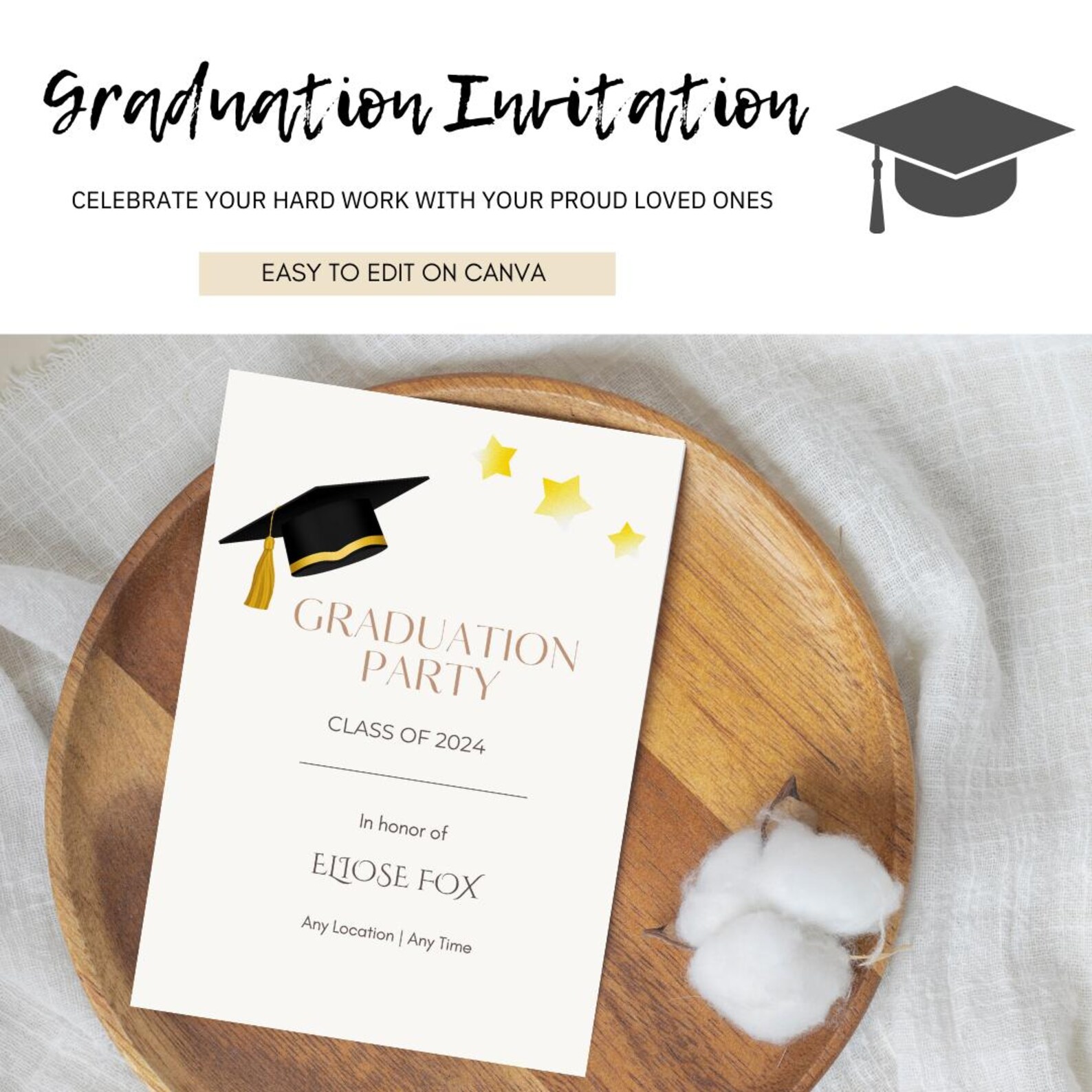 Printable Graduation Party Invitation Class of 2024 Editable Template ...