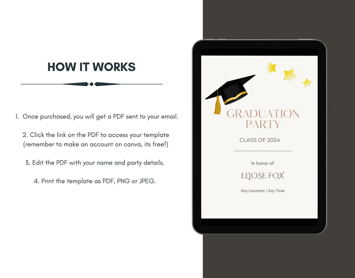 Printable Graduation Party Invitation Class of 2024 Editable Template ...