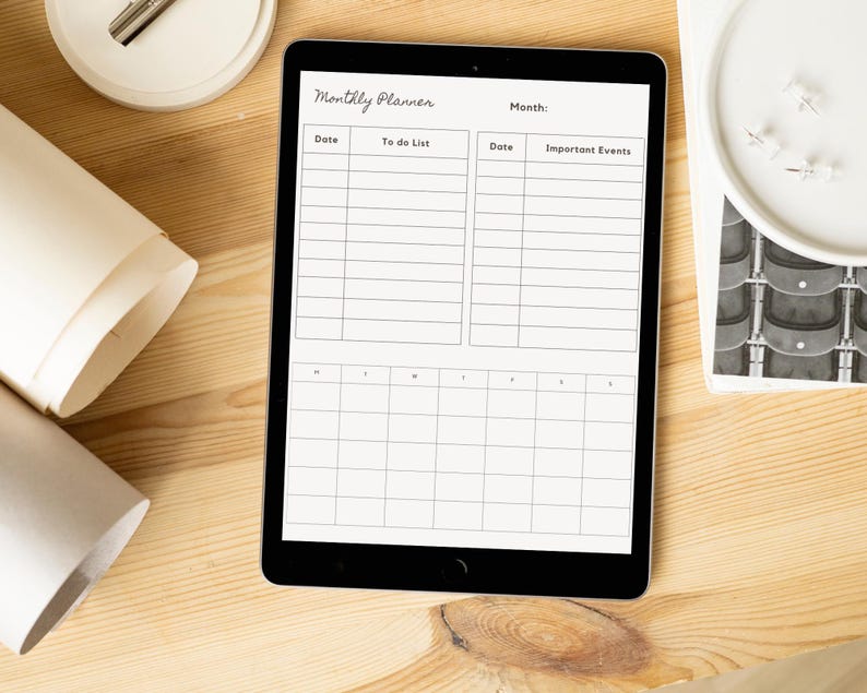 Monthly Undated Planner Printable Planner Monthly Organiser Instant ...