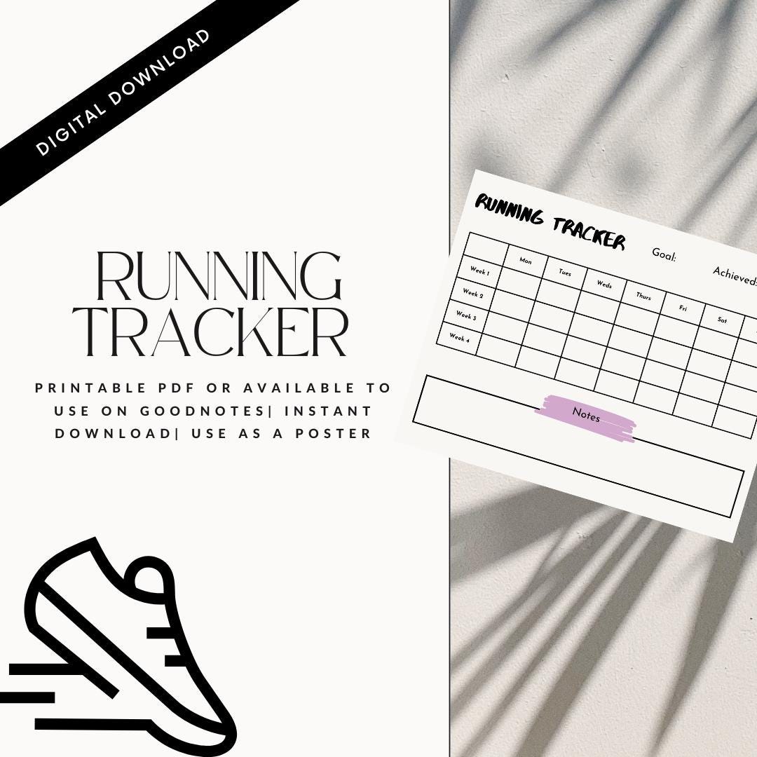 Printable Running Tracker Pdf/goodnotes | Weekly Running Poster ...