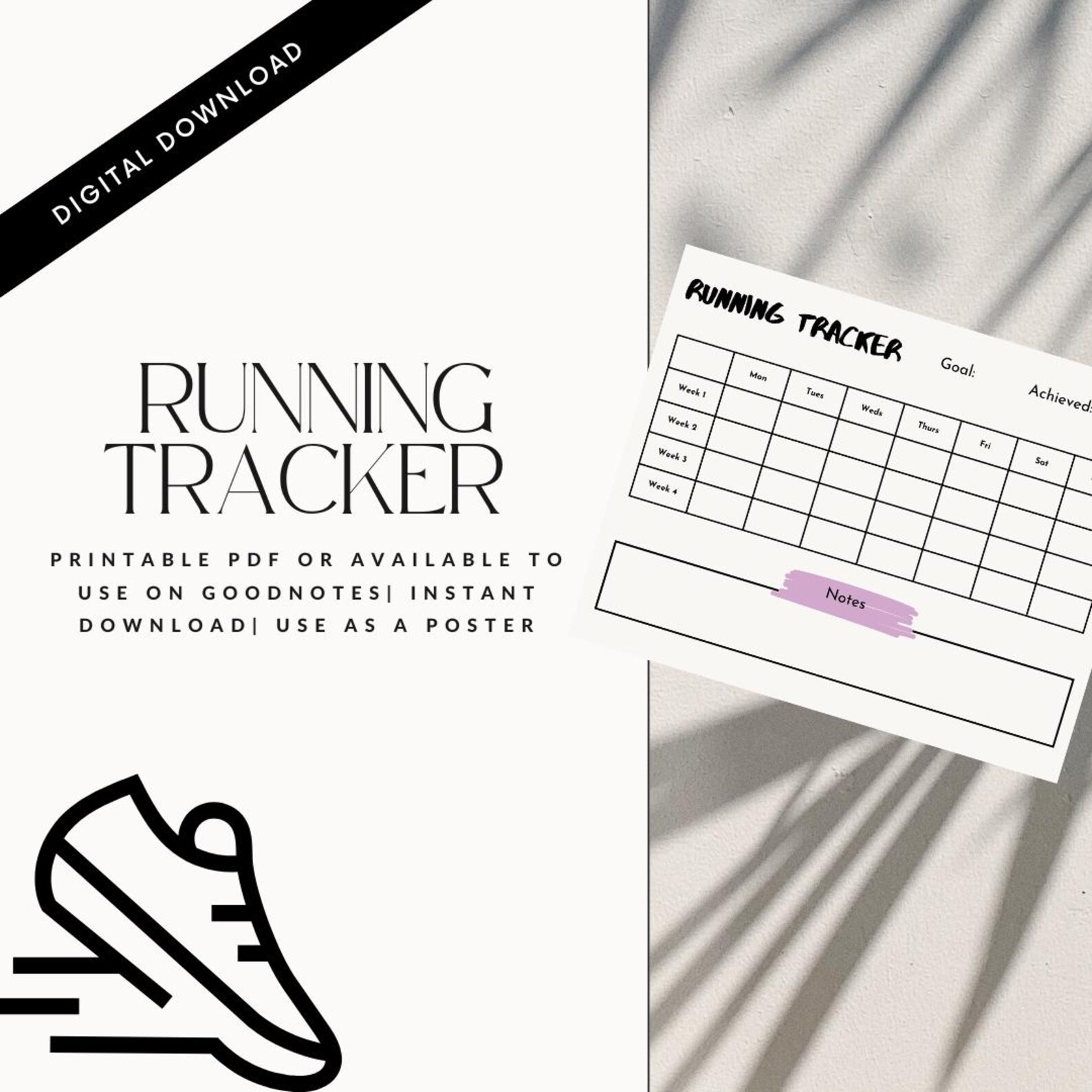 Printable Running Tracker Pdf/goodnotes | Weekly Running Poster ...