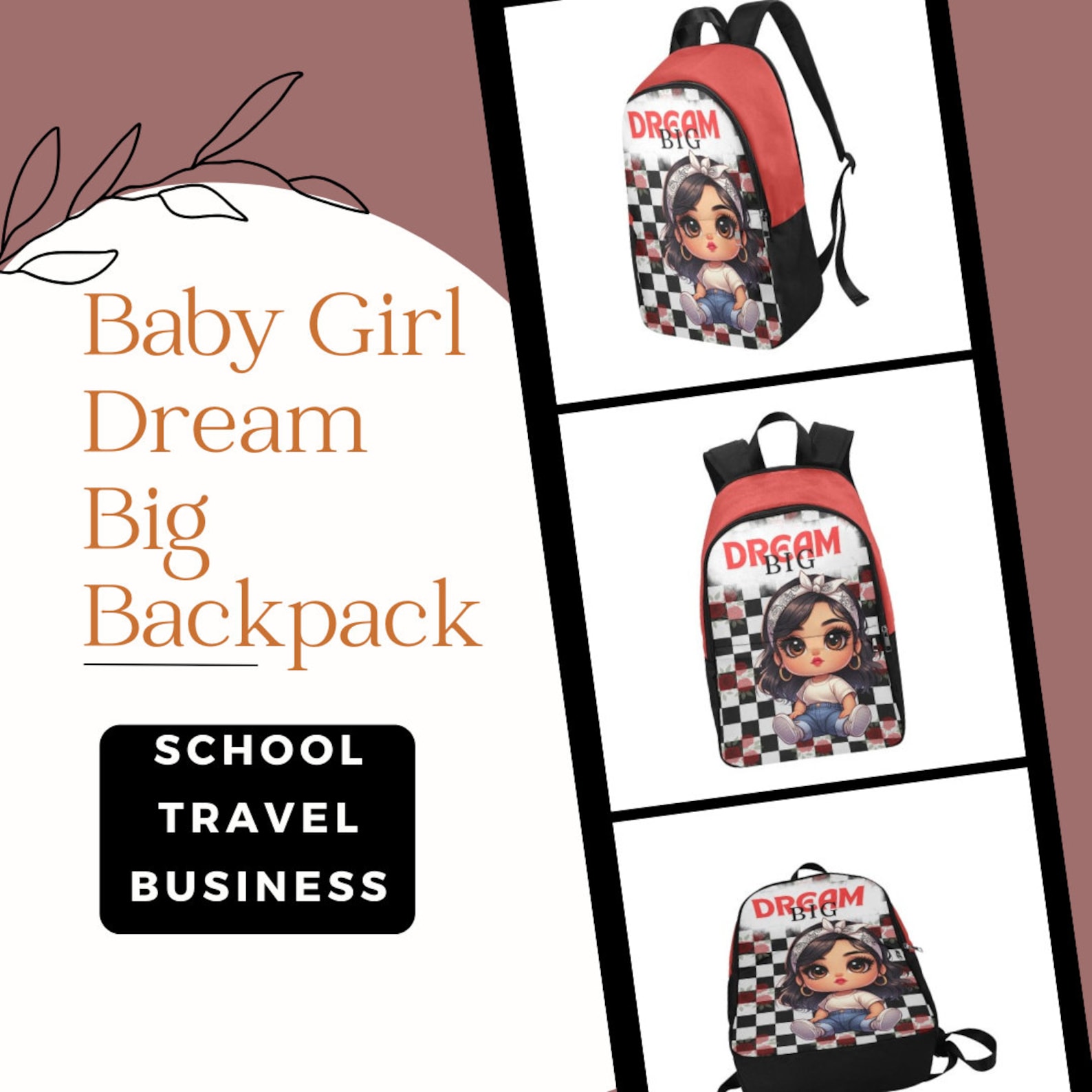 Red Black and White | Checkered | Back to School Custom Backpack for ...