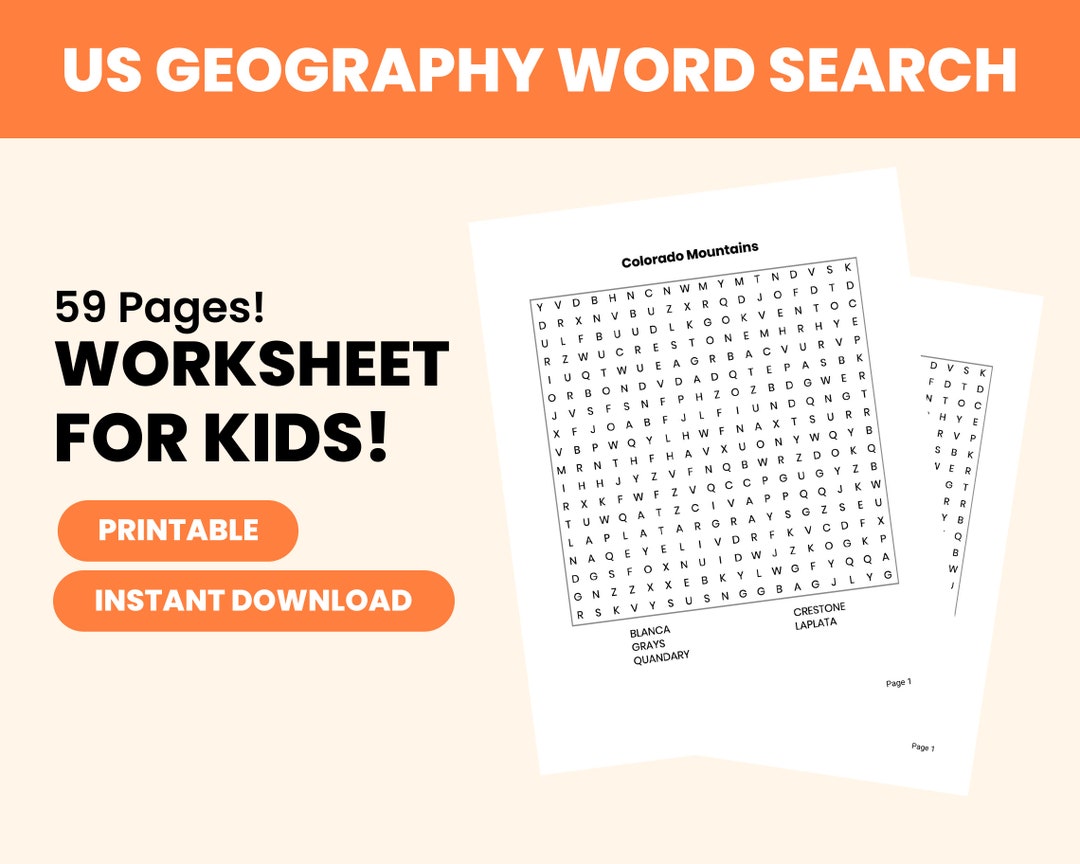 US Geography Word Search Workbook for Kids Easy Print - Etsy