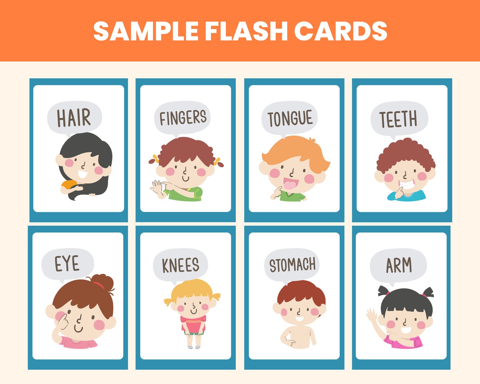 Human Body Flash Cards, Wall Art for Kids Ready-to-print - Etsy
