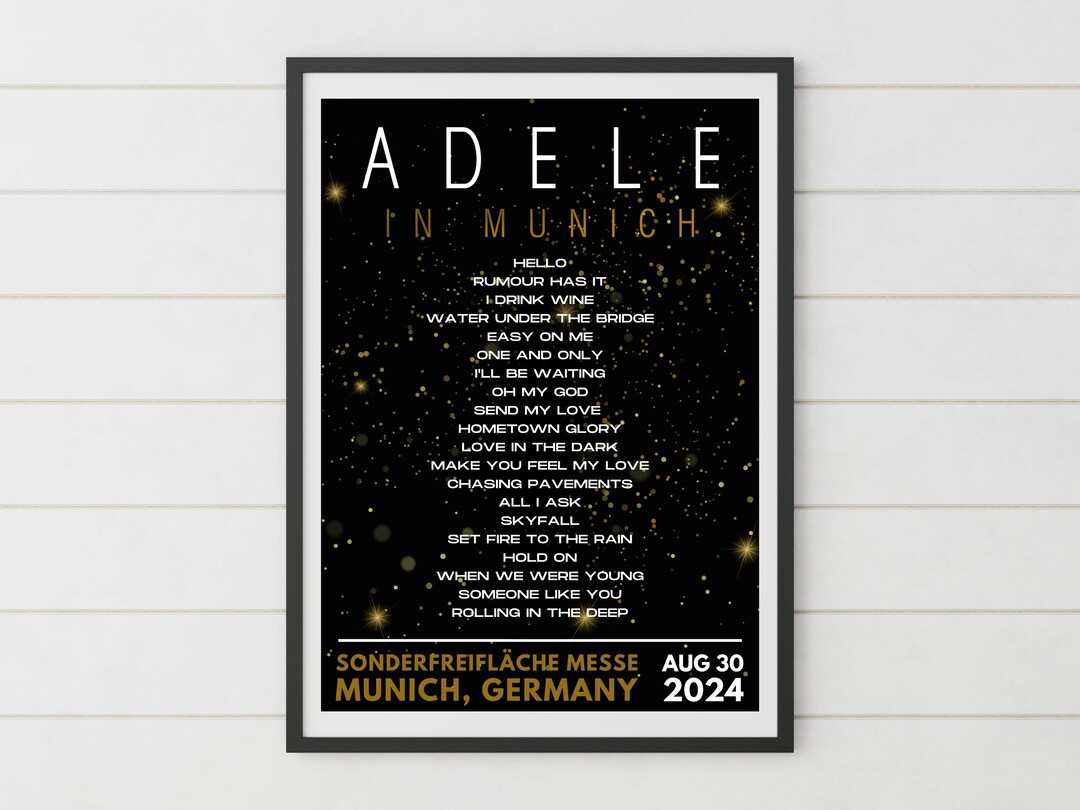 Adele in Munich 2024 Germany Setlist Poster Print Music Gift Concert ...