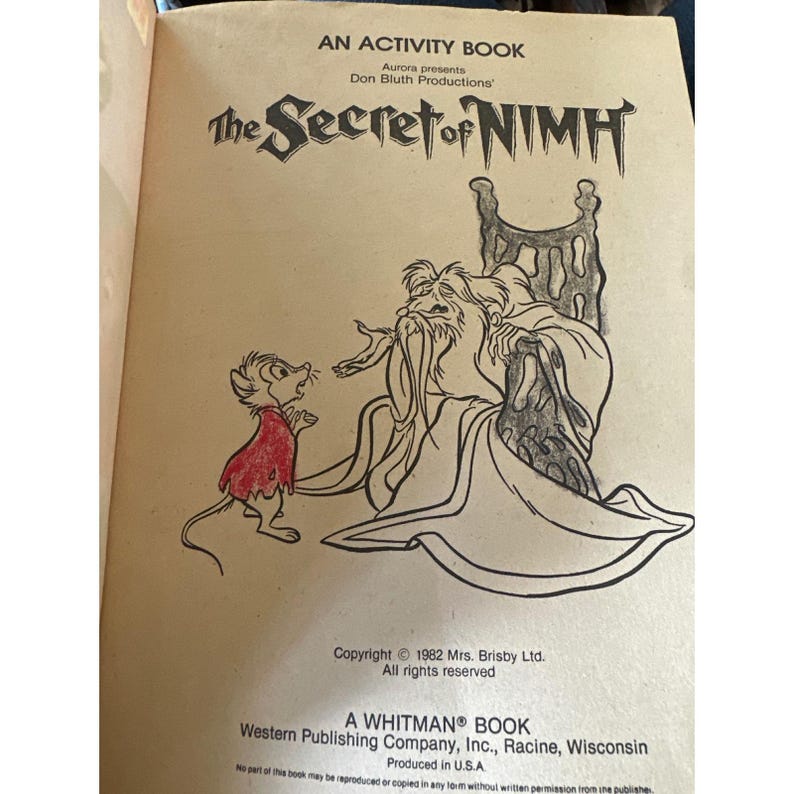 RARE the Secret of NIMH Activity Book 1982 Whitman Vintage Don Bluth ...