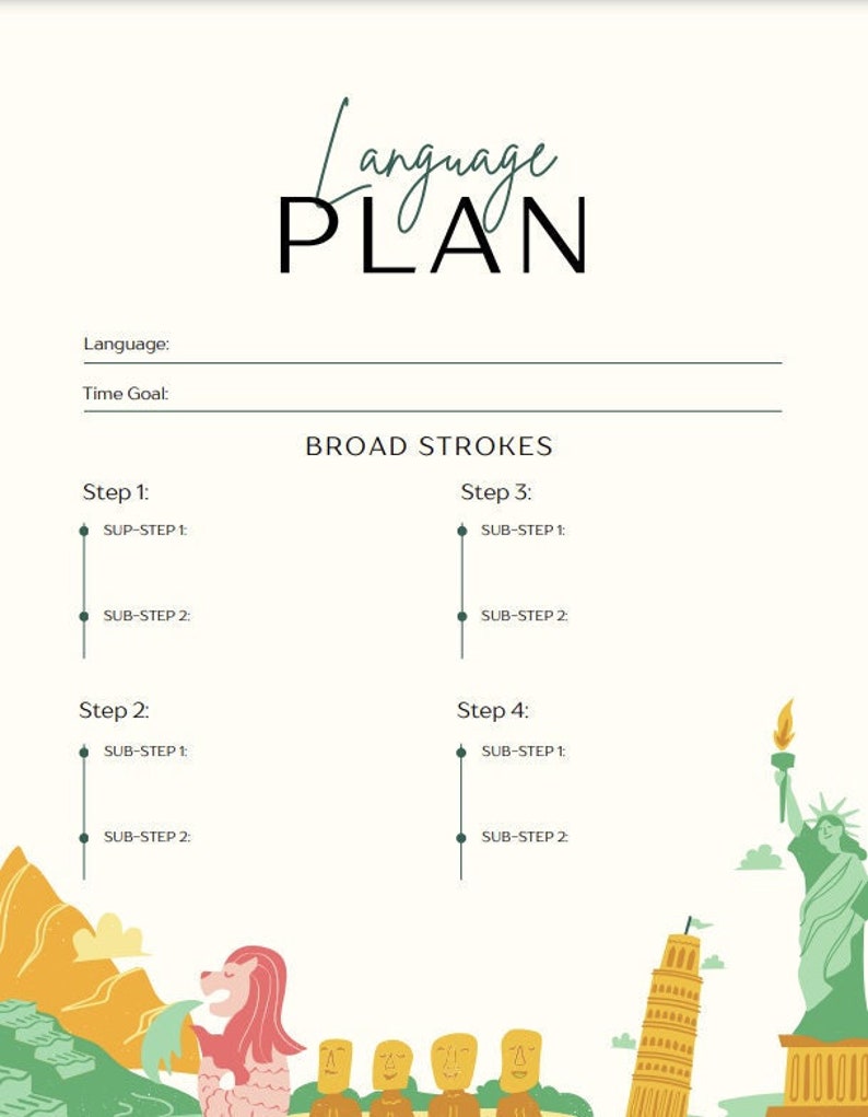 Language-learning Planner, Blank Template: Stick to Your Language ...