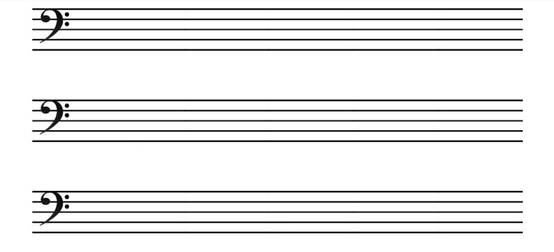 Blank Staff Paper: Bass Clef, Write Music, Download and Print - Etsy