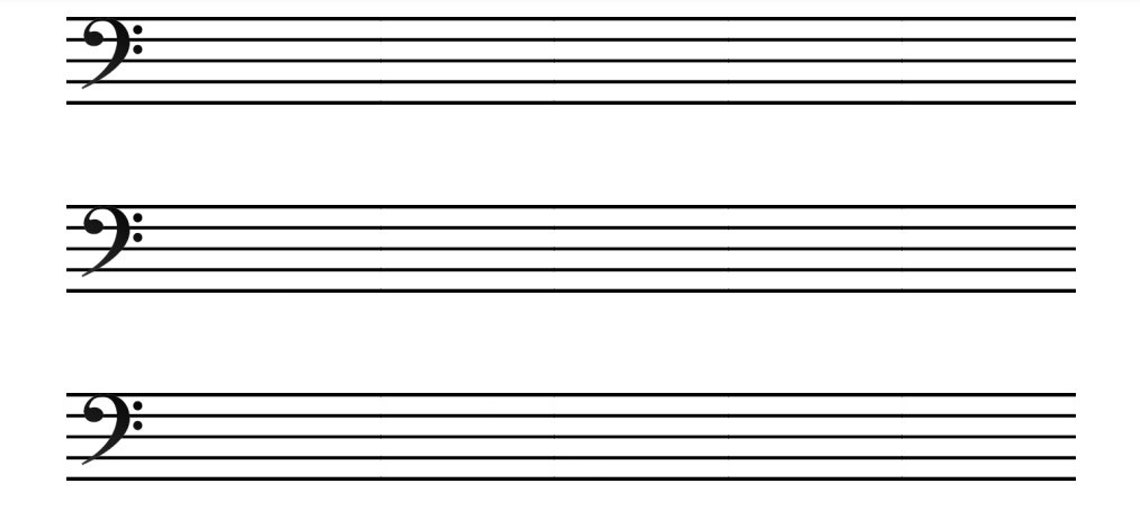 Blank Staff Paper: Bass Clef, Write Music, Download and Print - Etsy