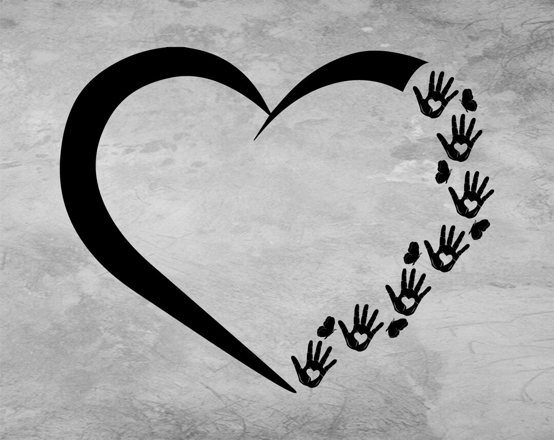 Baby Hand Prints Distressed Heart Svg, Baby Hand Prints Svg, Baby Hand ...