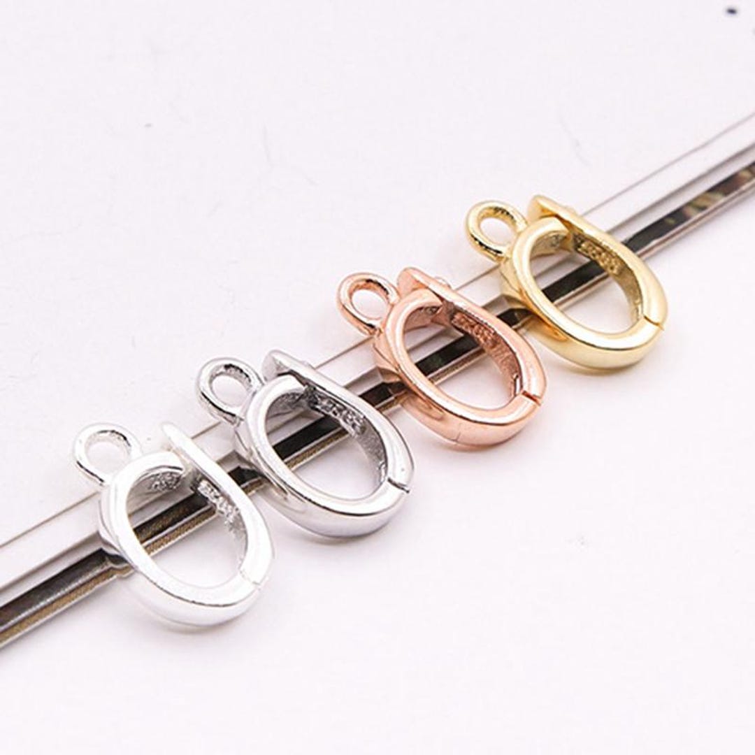One Piece Sterling Silver 18K Gold Plated Vermeil Hinged Pull Clasp ...