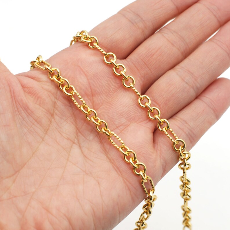 1foot 18K Gold Plated Heavy Link Chain, Minimalist Jewelry DIY Supply ...