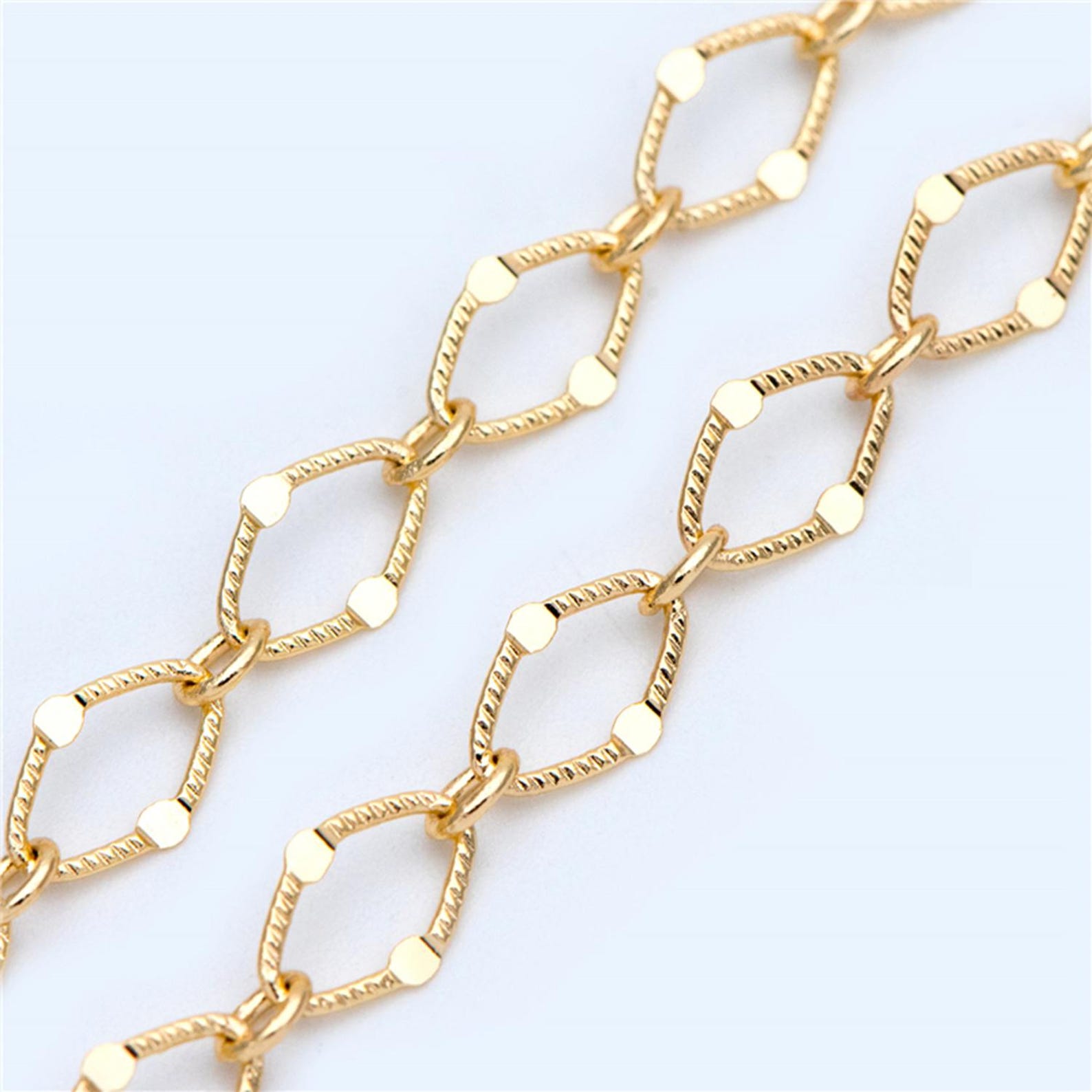 1foot 18K Gold Plated Diamond Shape Link Cable Chain, Minimalist ...